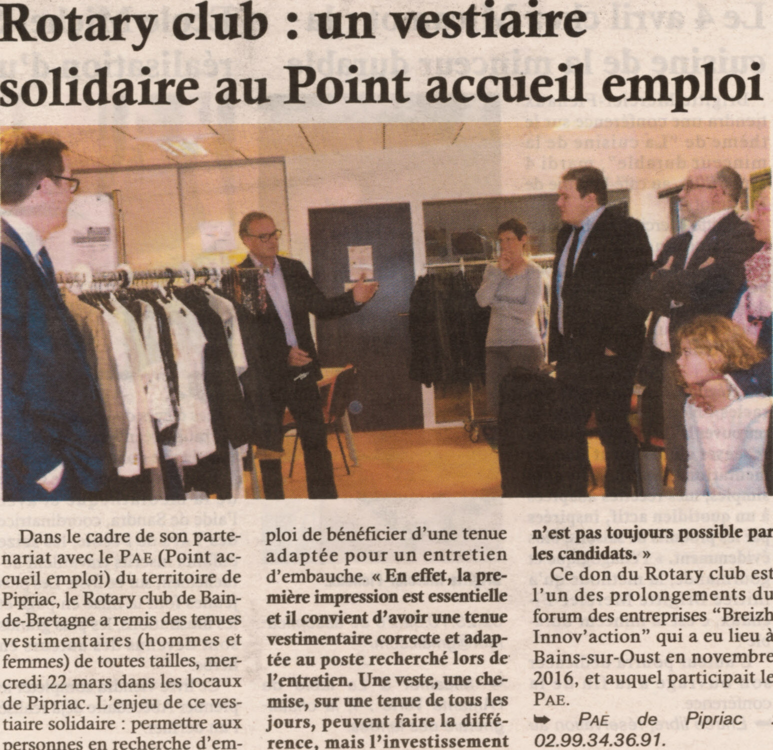 Vestiaire solidaire – Rotary Club - Bain de Bretagne, Arc Atlantique
